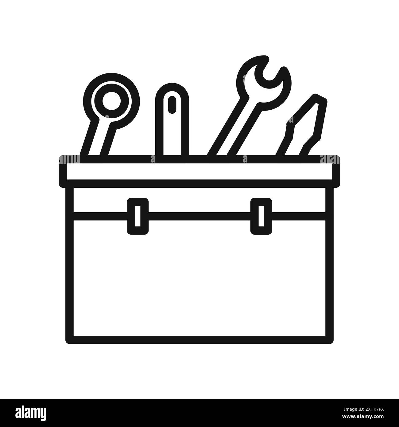 Toolbox icon Black line art vector in black and white outline set collection sign Stock Vector ...