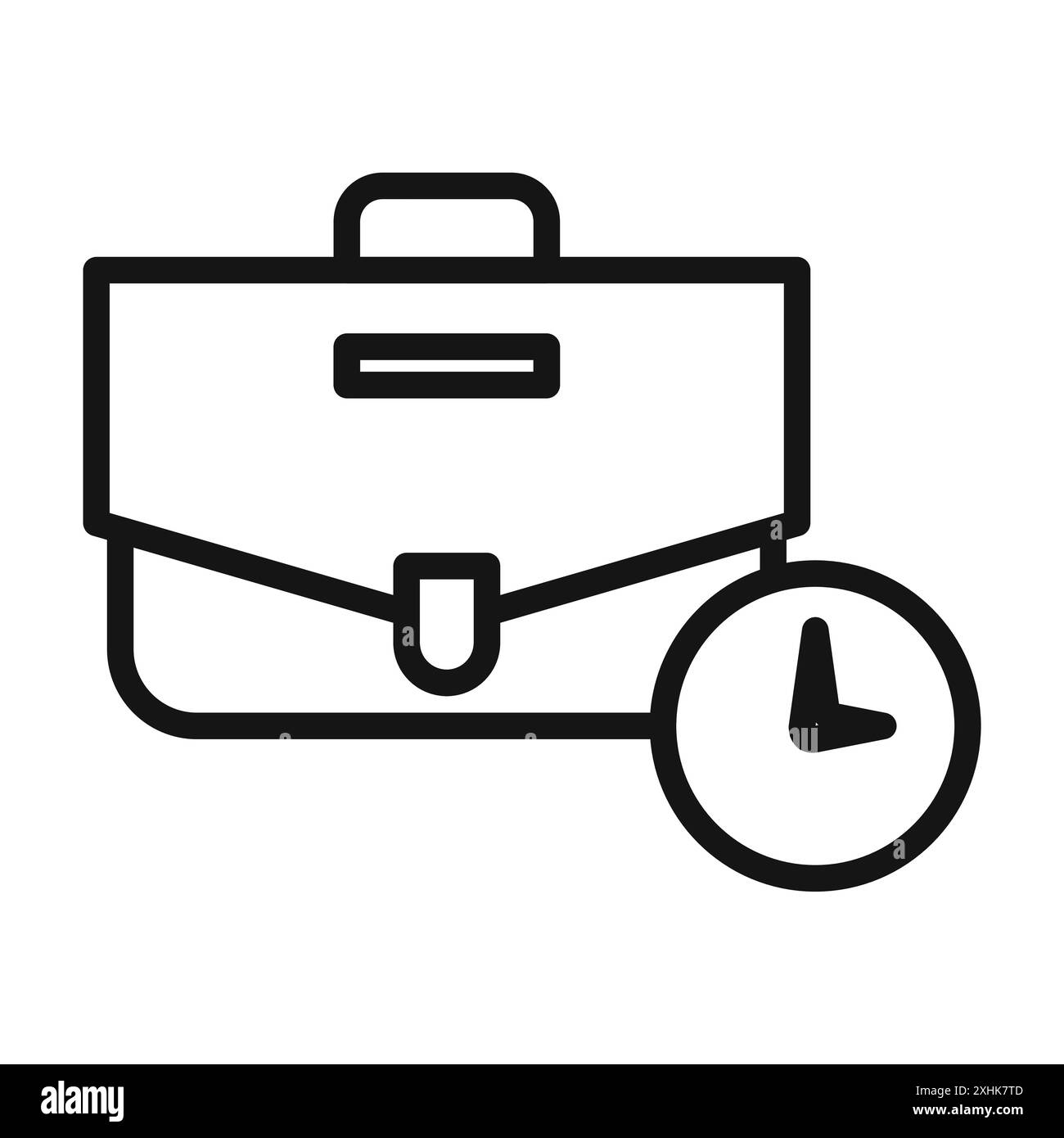 Office time icon Black line art vector in black and white outline set ...