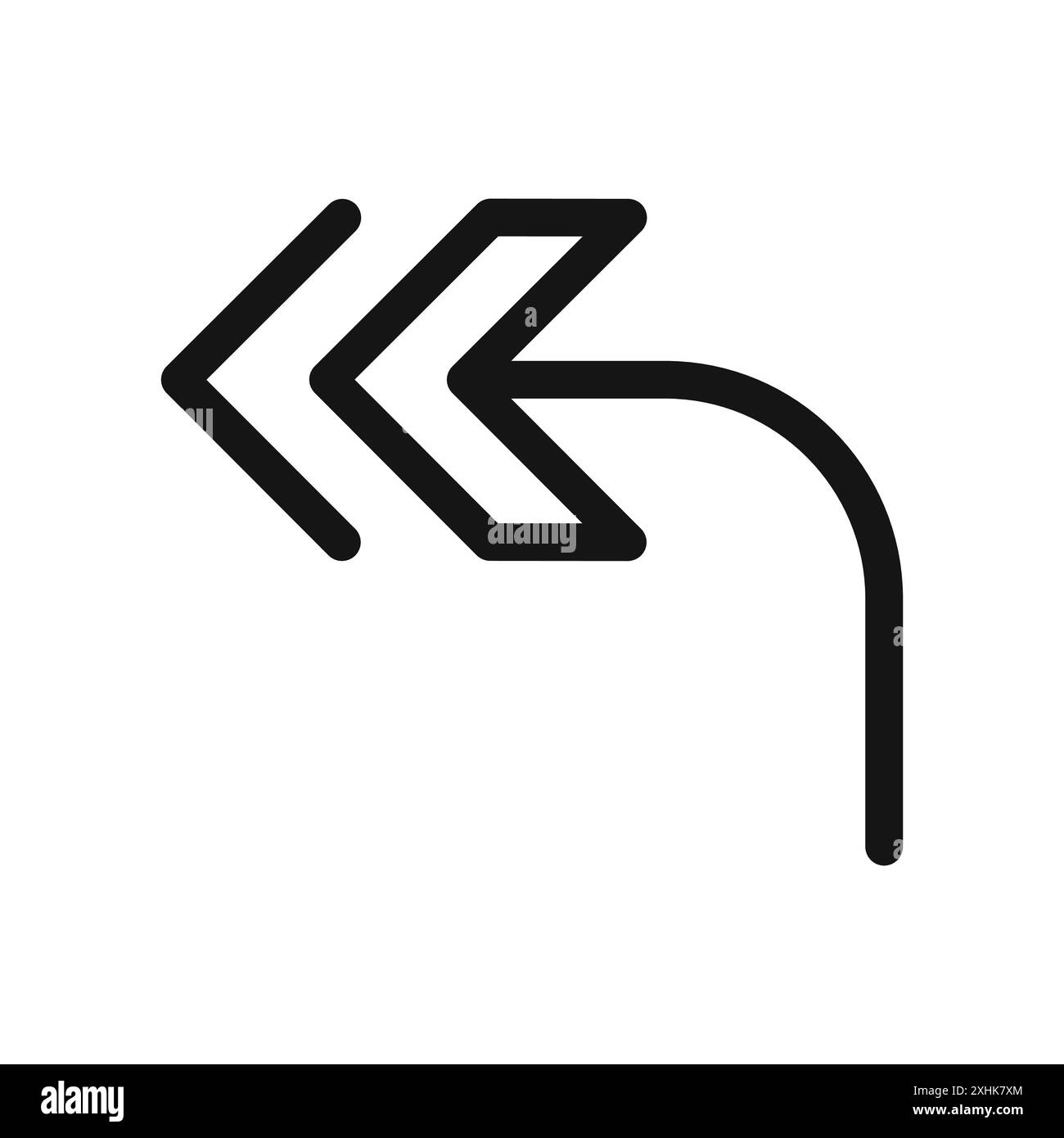Reply all icon Black line art vector in black and white outline set ...