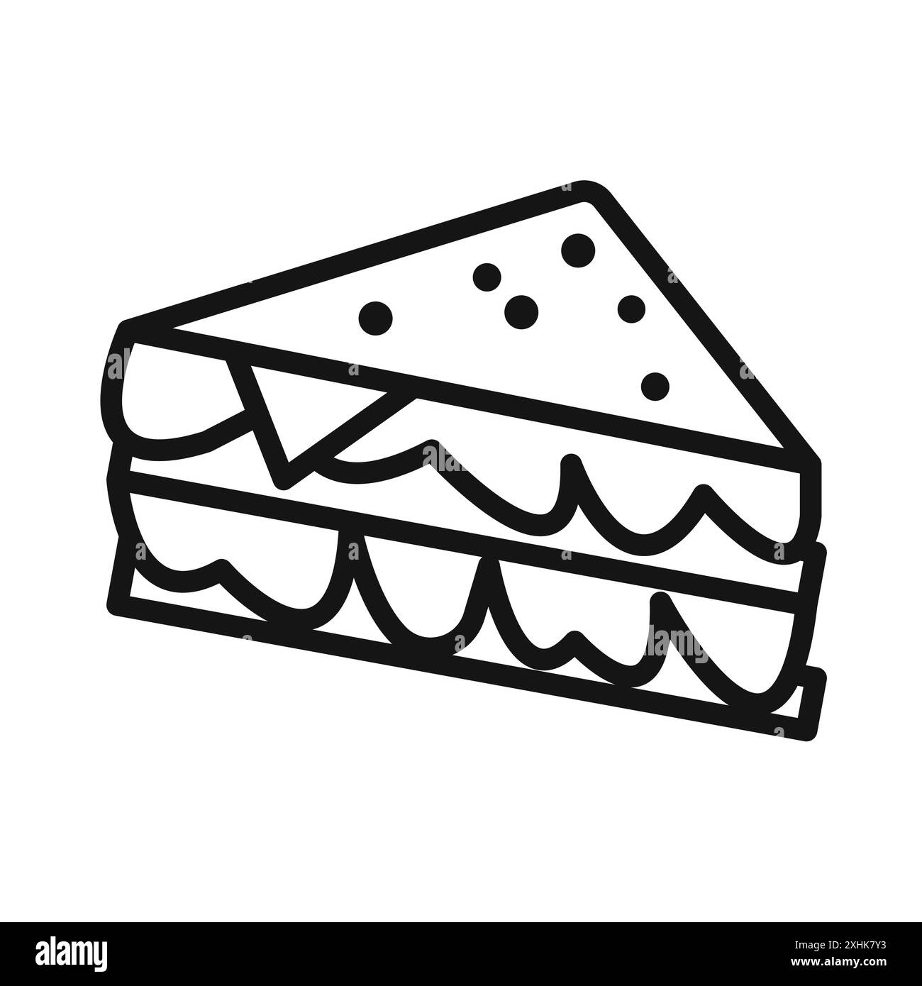 Sandwich icon Black line art vector in black and white outline set collection sign Stock Vector ...