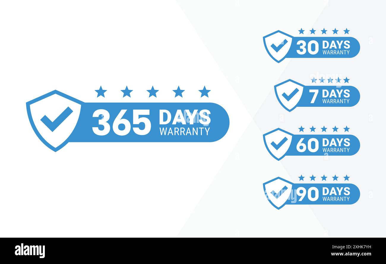 Minimalist Vector warranty shield with checklist label icon set. Number ...