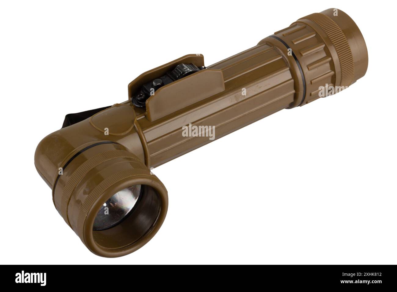 vintage military style flashlight isolated on white background Stock ...