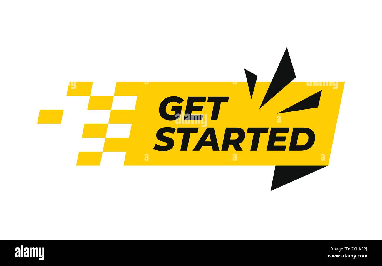 Get started text with abstract ribbon element. Speech Bubble with line ...