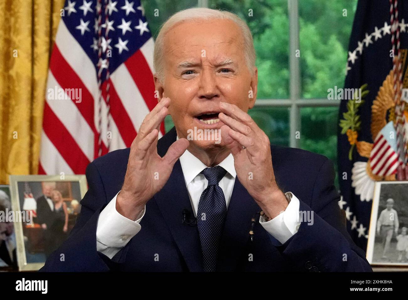 President Joe Biden addresses the nation from the Oval Office of the ...
