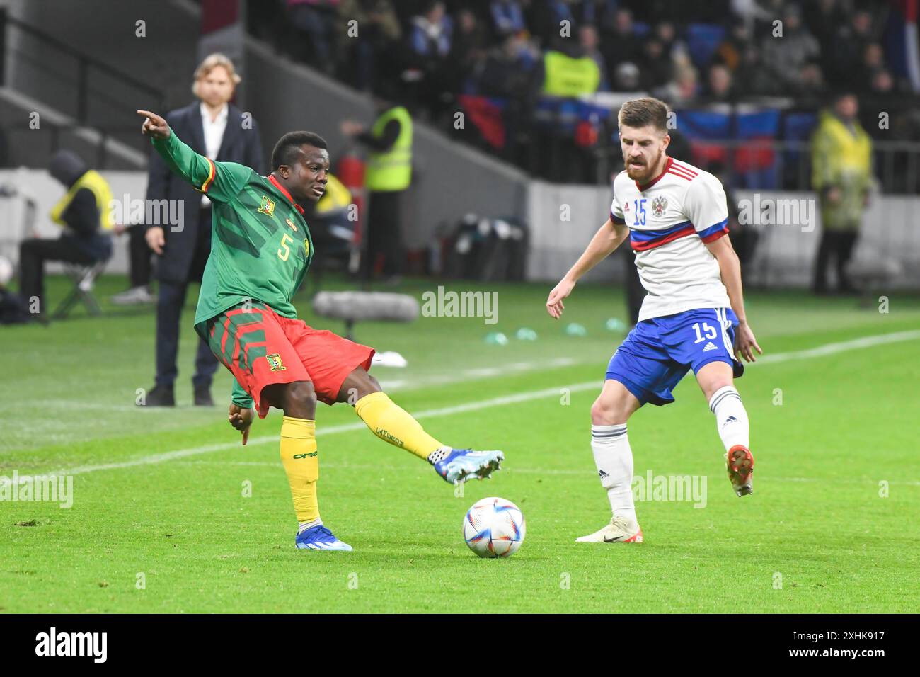Moscow, Russia. 12th Oct, 2023. Tolo Nuhuiz of Cameroon (left) and ...
