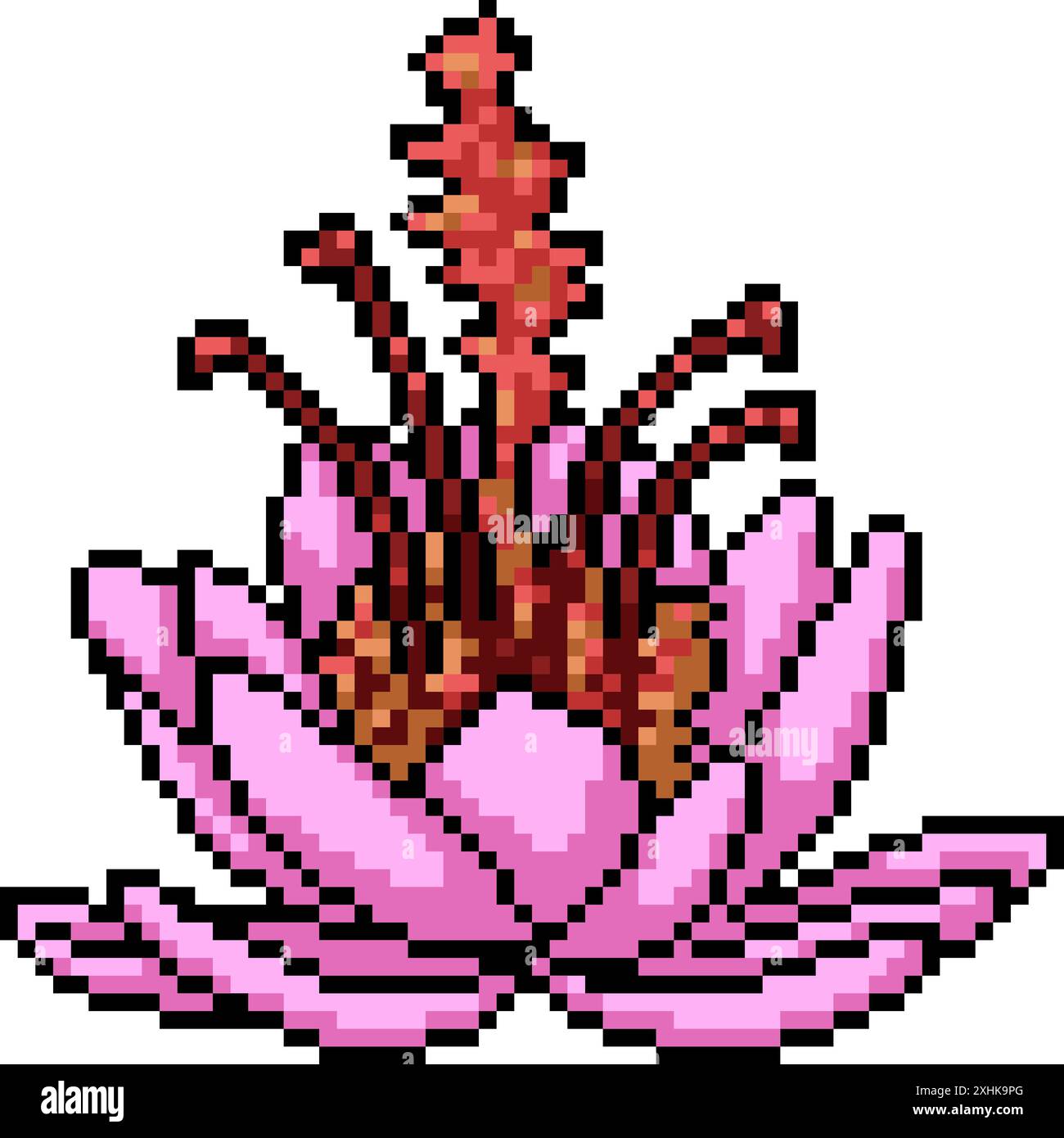 pixel art of pink flower bloom isolated background Stock Vector Image ...