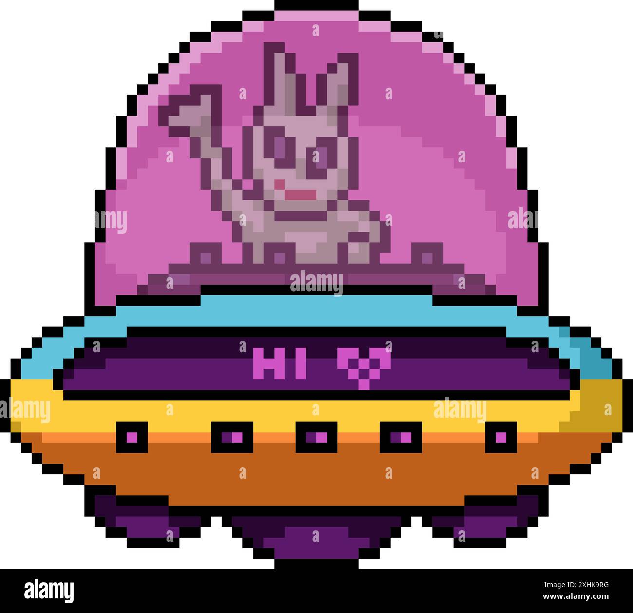 pixel art of colorful alien ufo isolated background Stock Vector Image ...