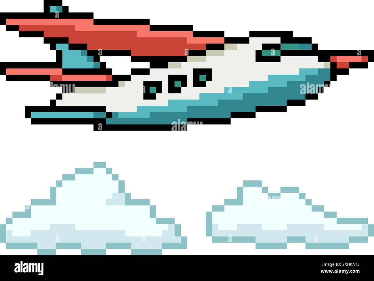 pixel art of private airplane fly isolated background Stock Vector ...