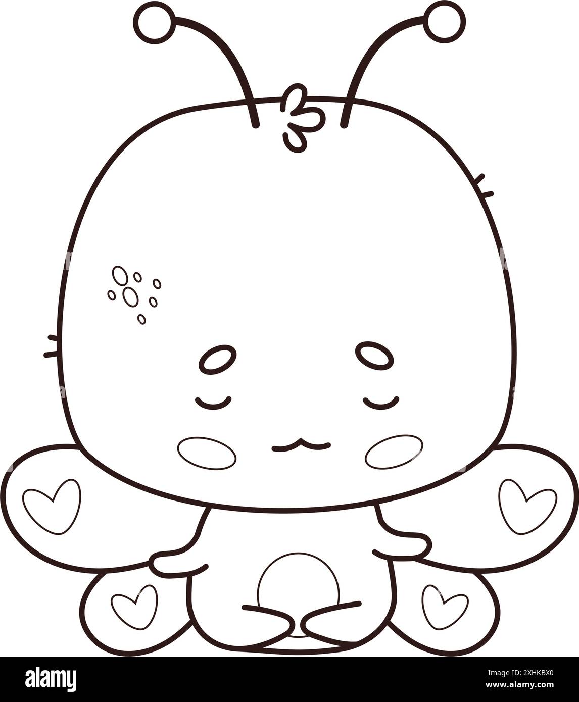 Cute calm butterfly meditating. Outline cartoon kawaii character insect ...