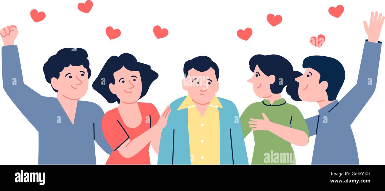 Emotional support. Friendship or office team empathy. People helps ...