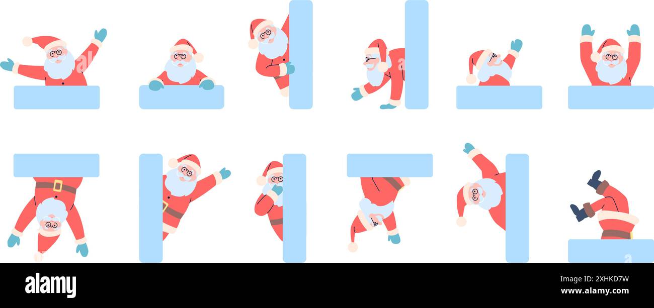 Vector cute santa claus peeping hi-res stock photography and images - Alamy