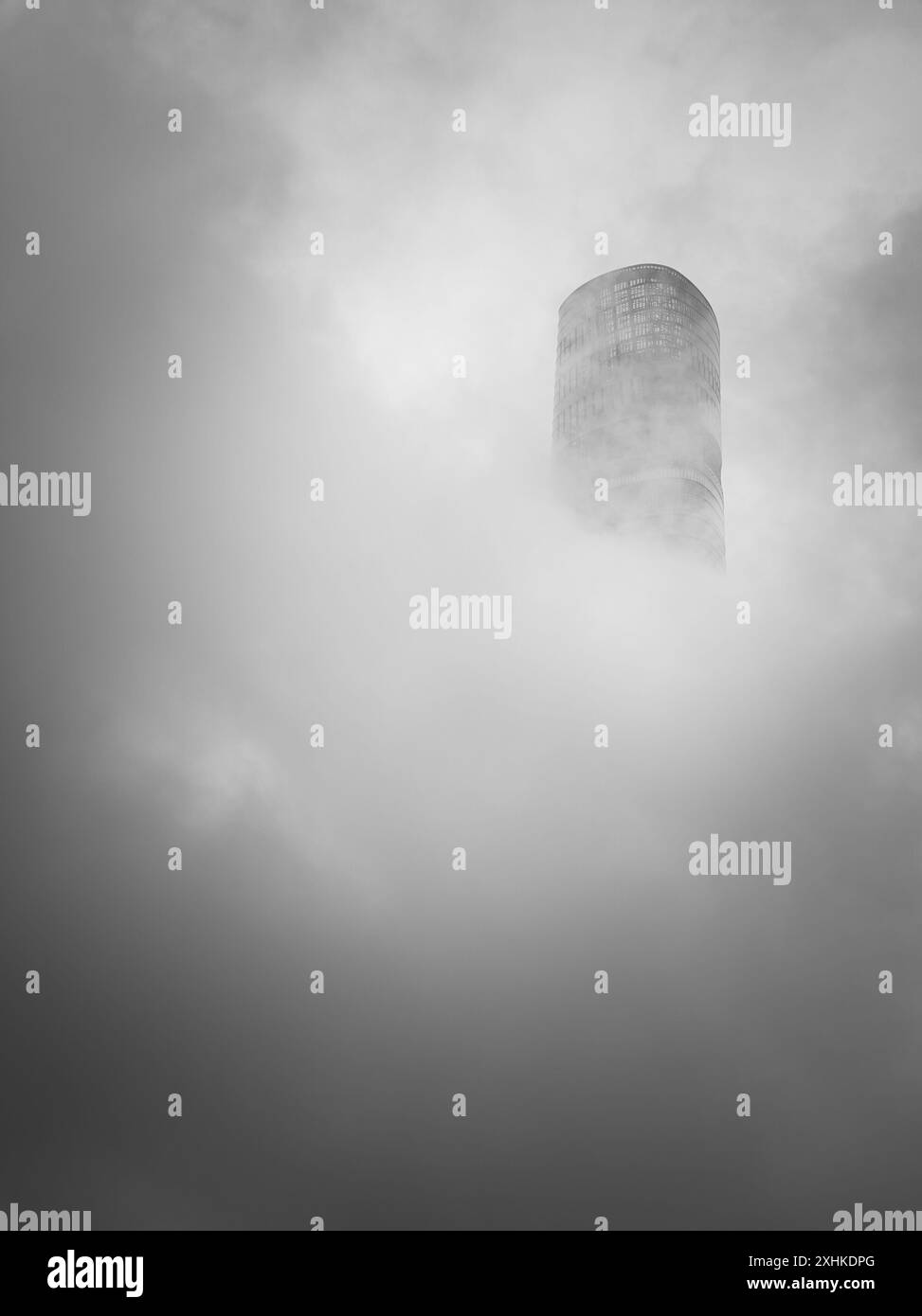 Communications tower on building Black and White Stock Photos & Images ...