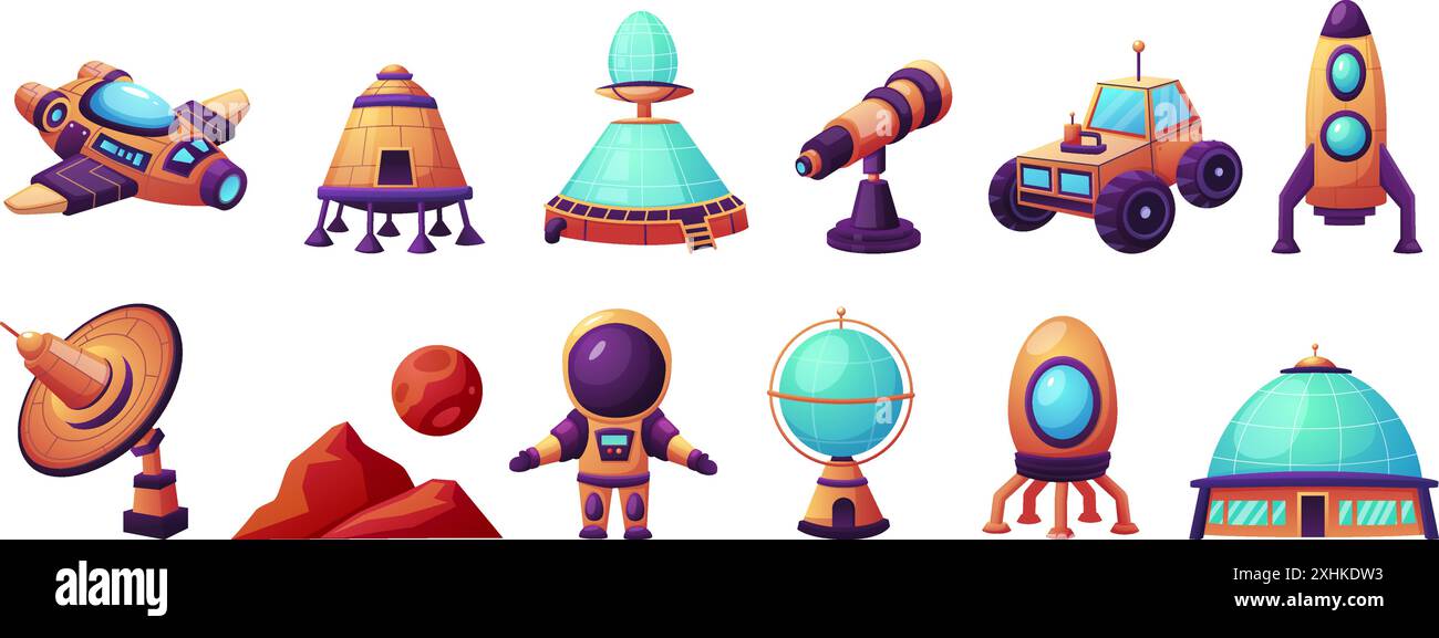 Mars exploration. Scientific rovers shuttle observatory and research ...