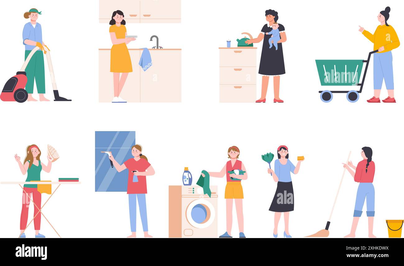 Woman women female cleaning lady housewife Cut Out Stock Images ...