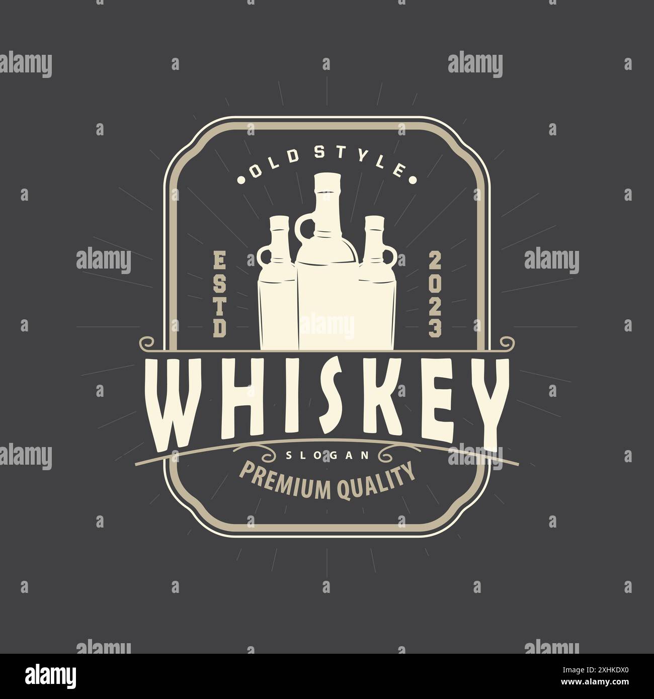Whiskey Logo, Drink Label Design With Old Retro Vintage Ornament ...