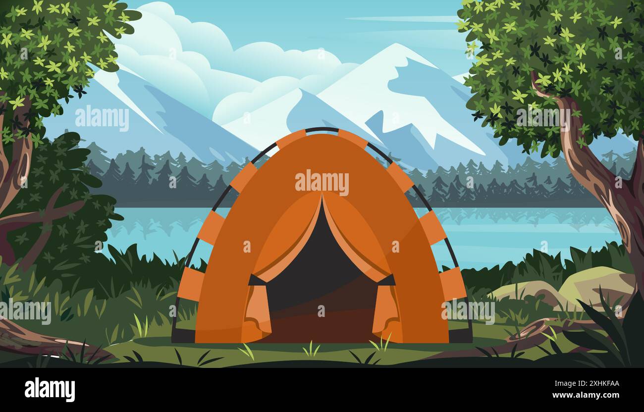 Camping tent cartoon hi-res stock photography and images - Alamy