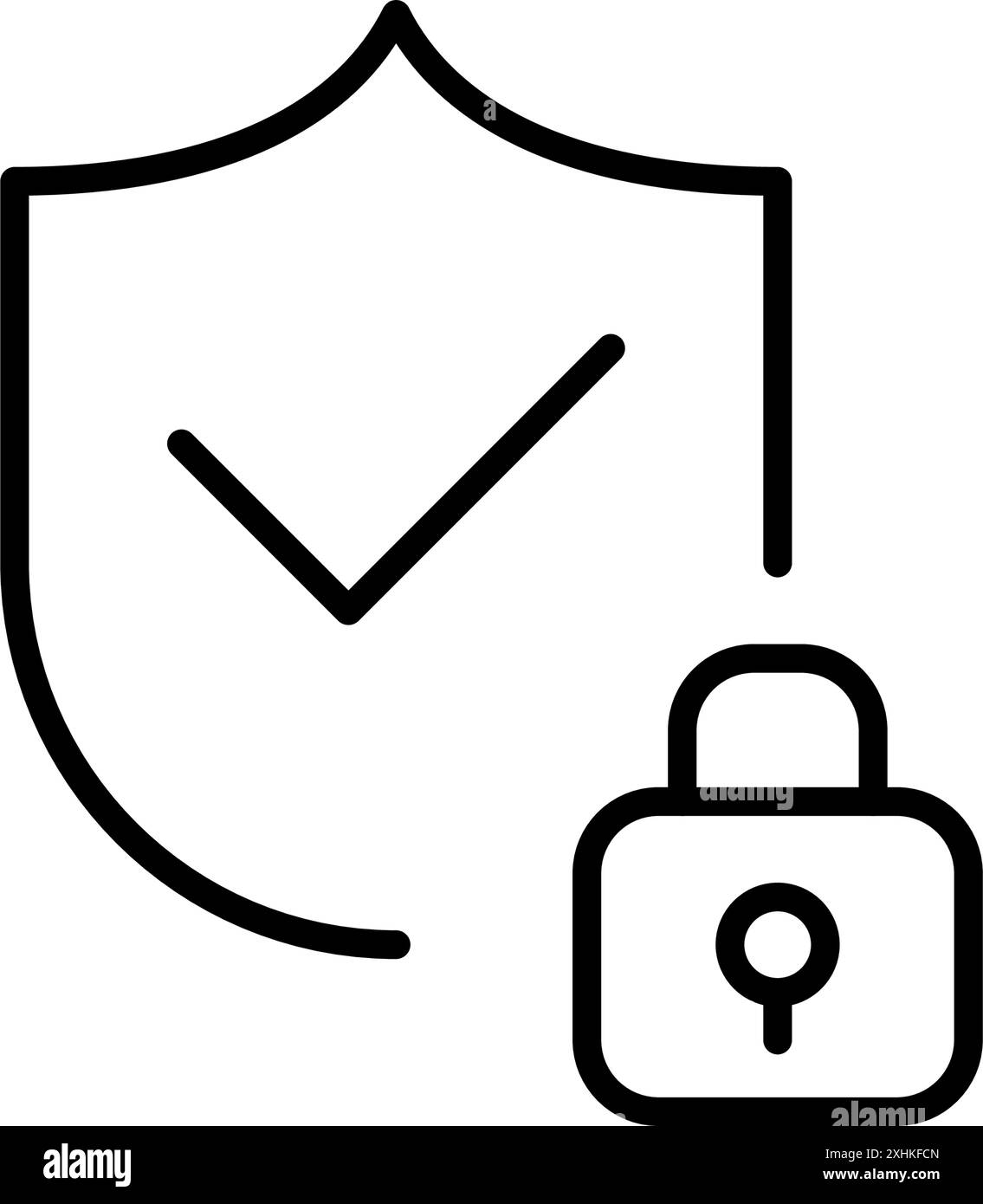 Protection shield, checkmark and lock. Secure authentication and ...
