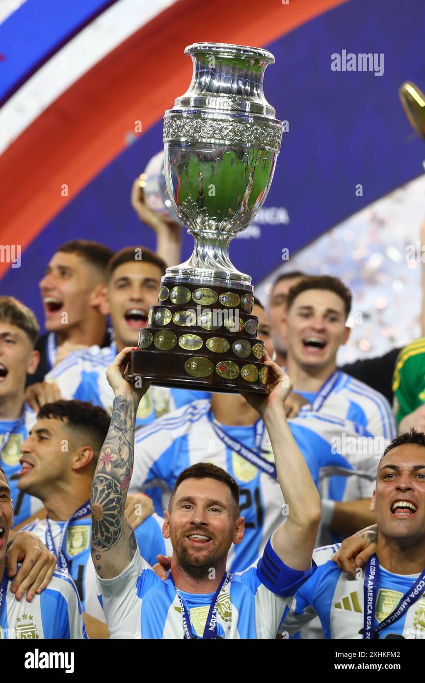Miami, Florida, USA. 15th July, 2024. Argentina’s forward Lionel Messi ...