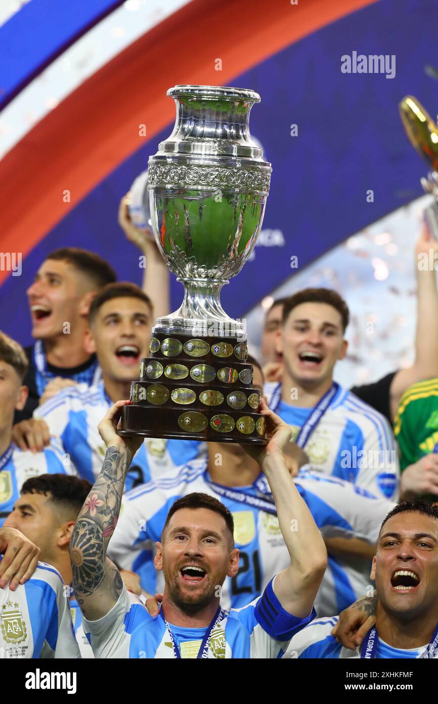 Miami, Florida, USA. 15th July, 2024. Argentina’s forward Lionel Messi ...