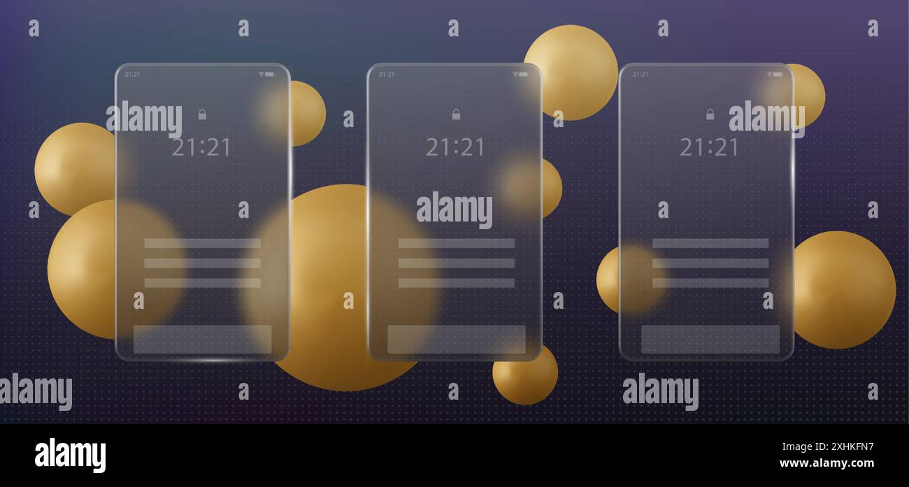 Glass morphism phone transparent screen frame with blur ui mockup ...