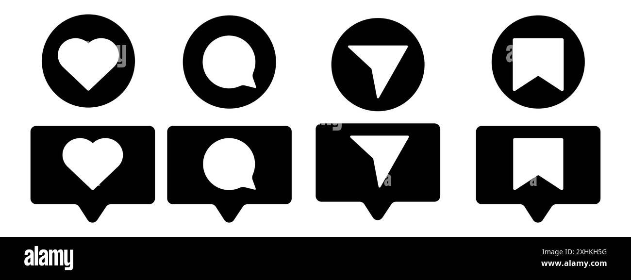 Media Icons interface social media like, chat, send and save symbols ...