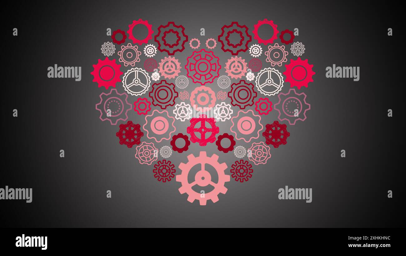 Heart shape with Gears animation, loopable Stock Photo - Alamy