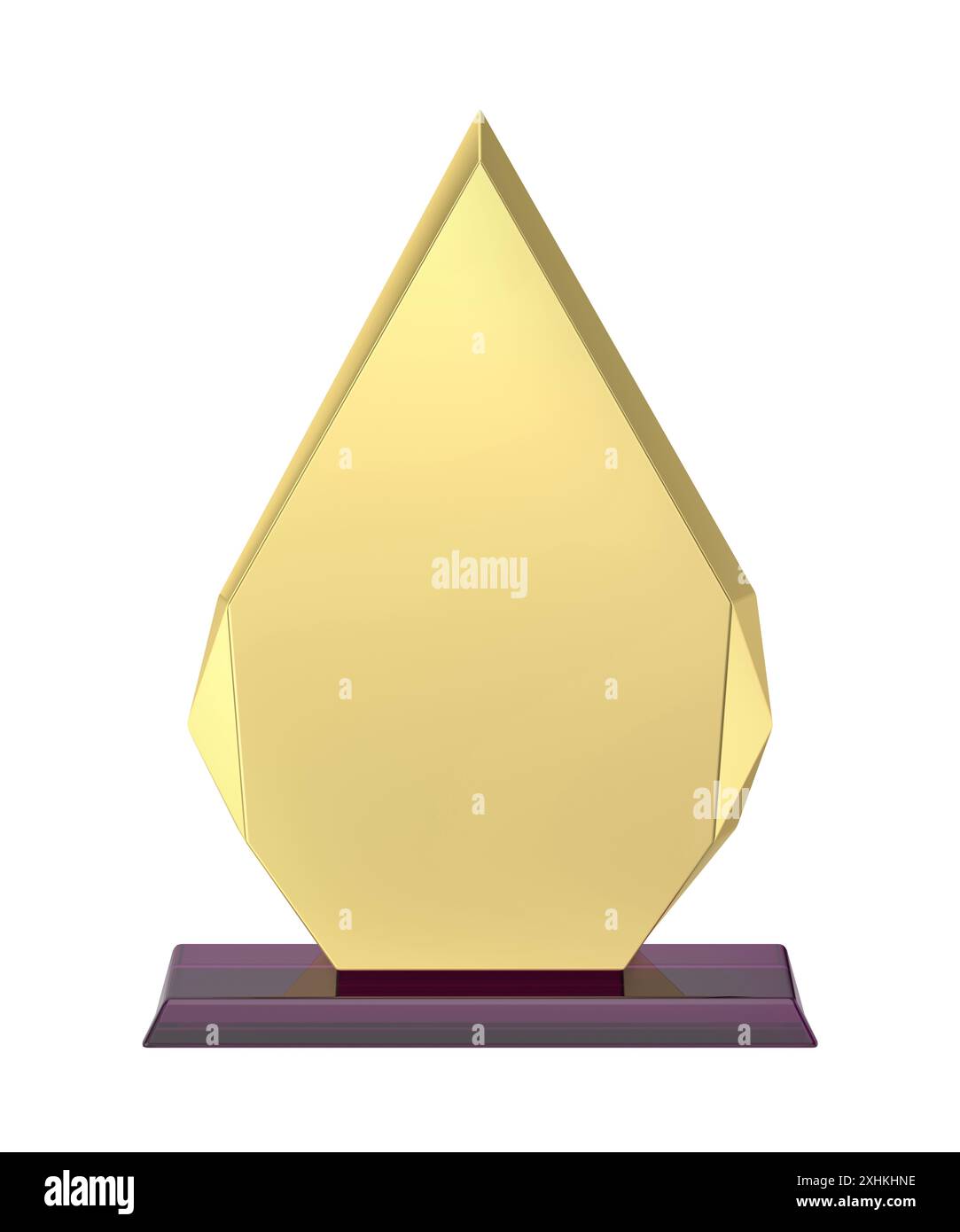 Arrow shaped gold award on purple crystal base Stock Photo - Alamy