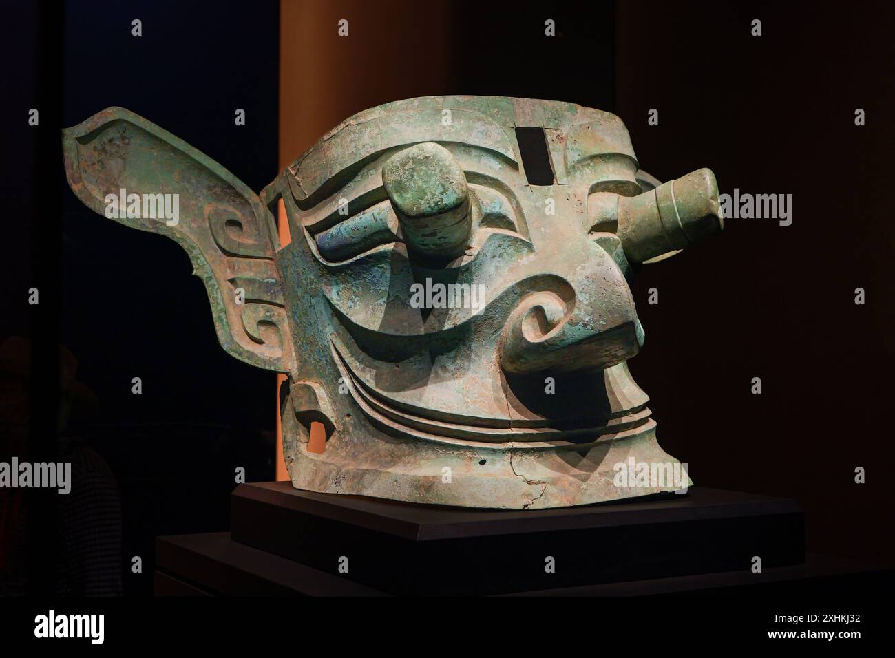 Guanghan China - May 24 2024: A giant bronze human head statue from the ...