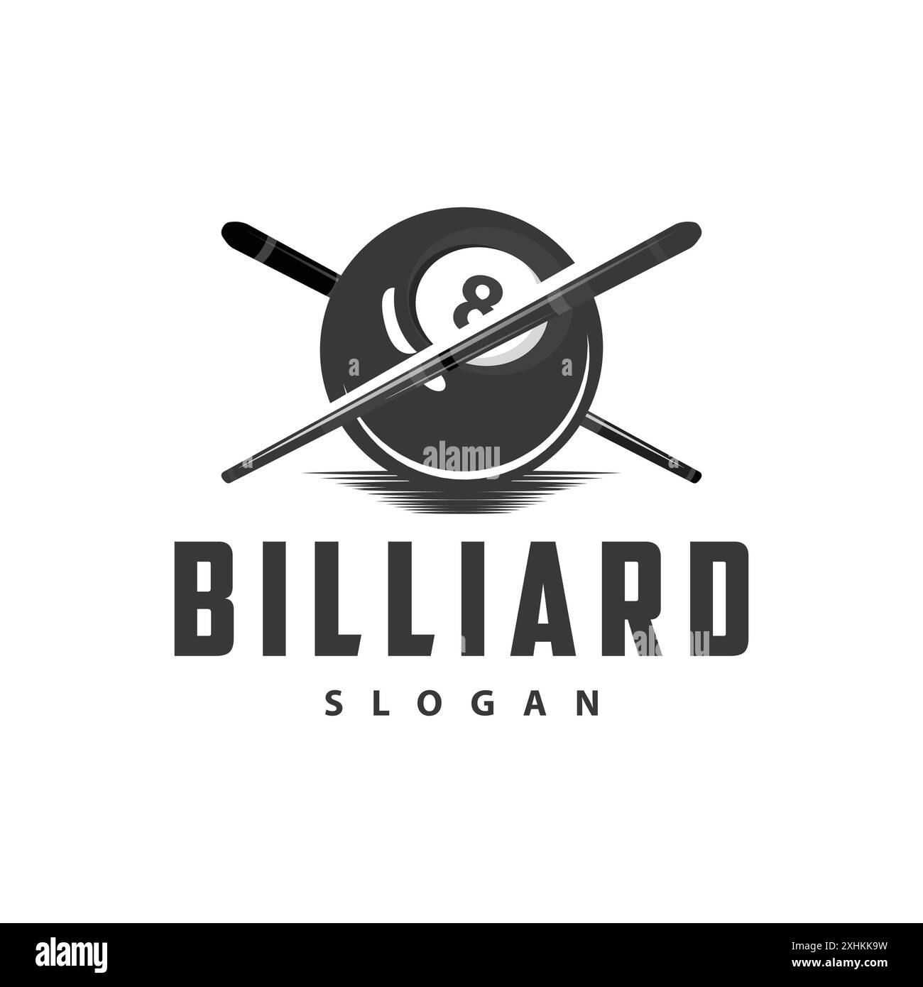 Billiard Logo Minimalist Design Ball and Stick Symbol Illustration ...