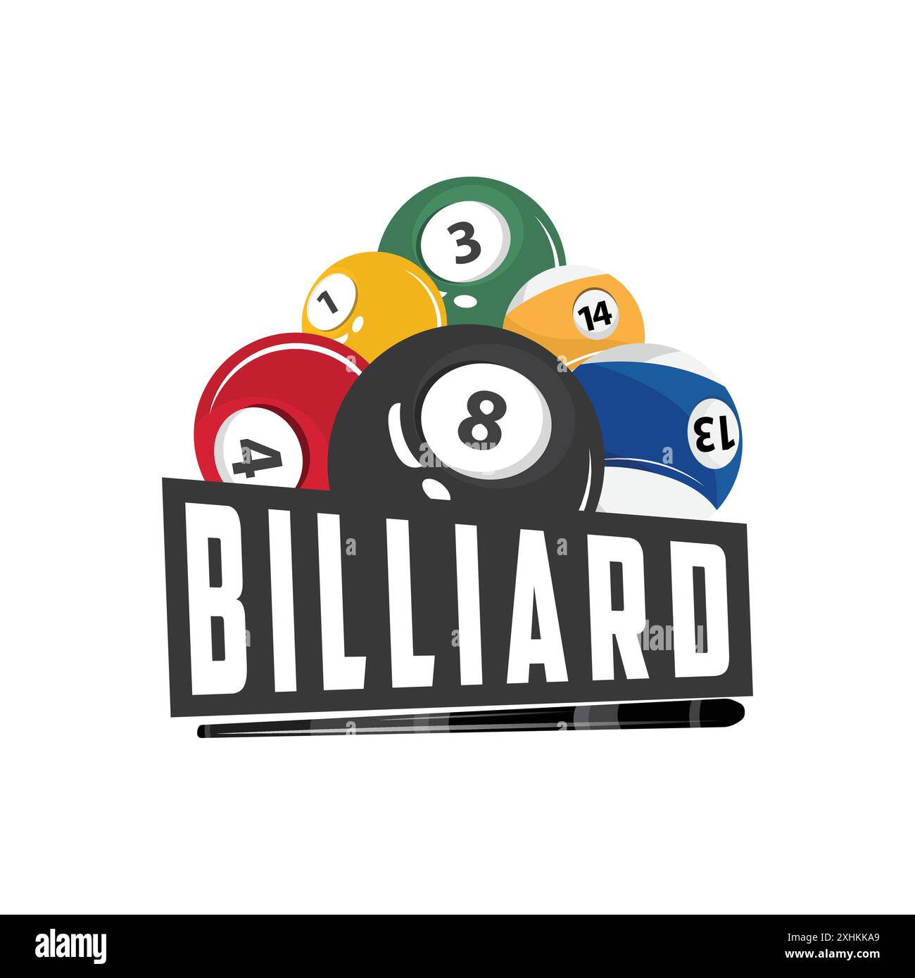 Billiard Logo Minimalist Design Ball and Stick Symbol Illustration ...