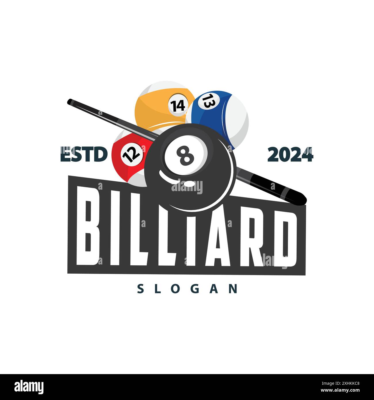Billiard Logo Minimalist Design Ball and Stick Symbol Illustration ...