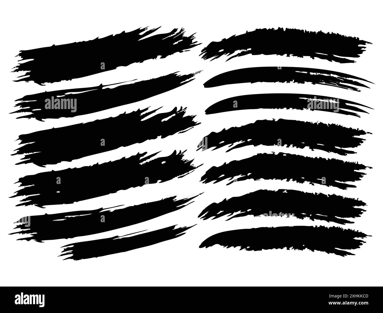 Rough Paint Brush Strokes Set Different types on white background Stock ...