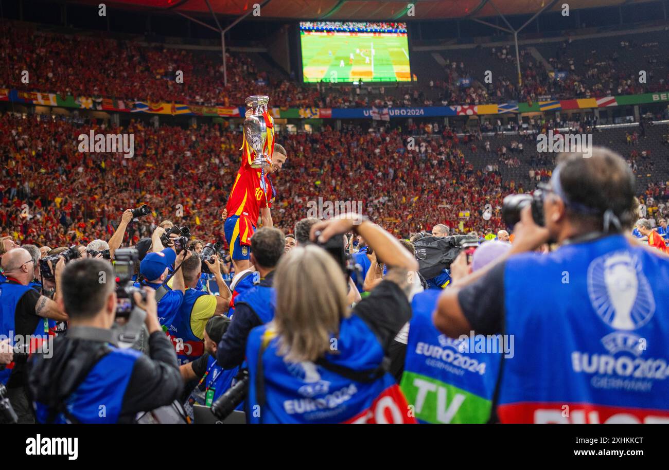 Berlin, Germany. 14th Jul 2024. Dani Olmo (ESP) with Trophy Spain ...