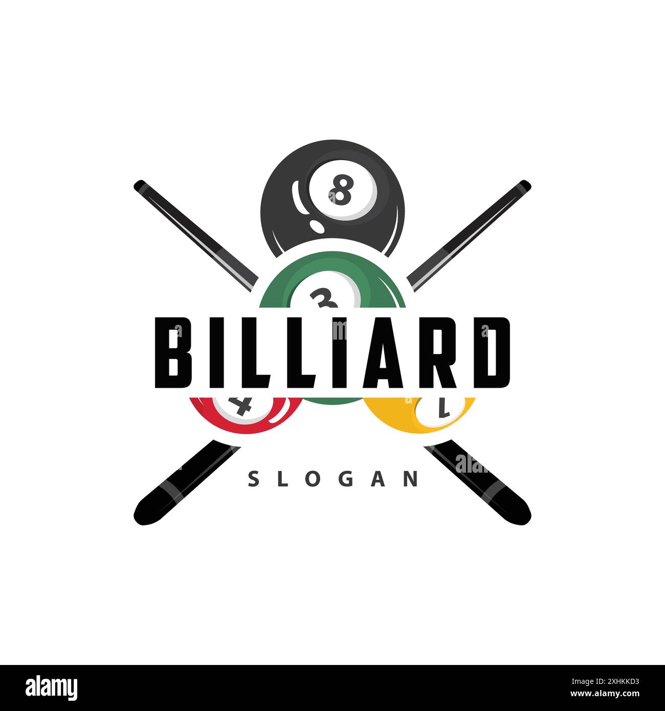 Billiard Logo Minimalist Design Ball and Stick Symbol Illustration ...