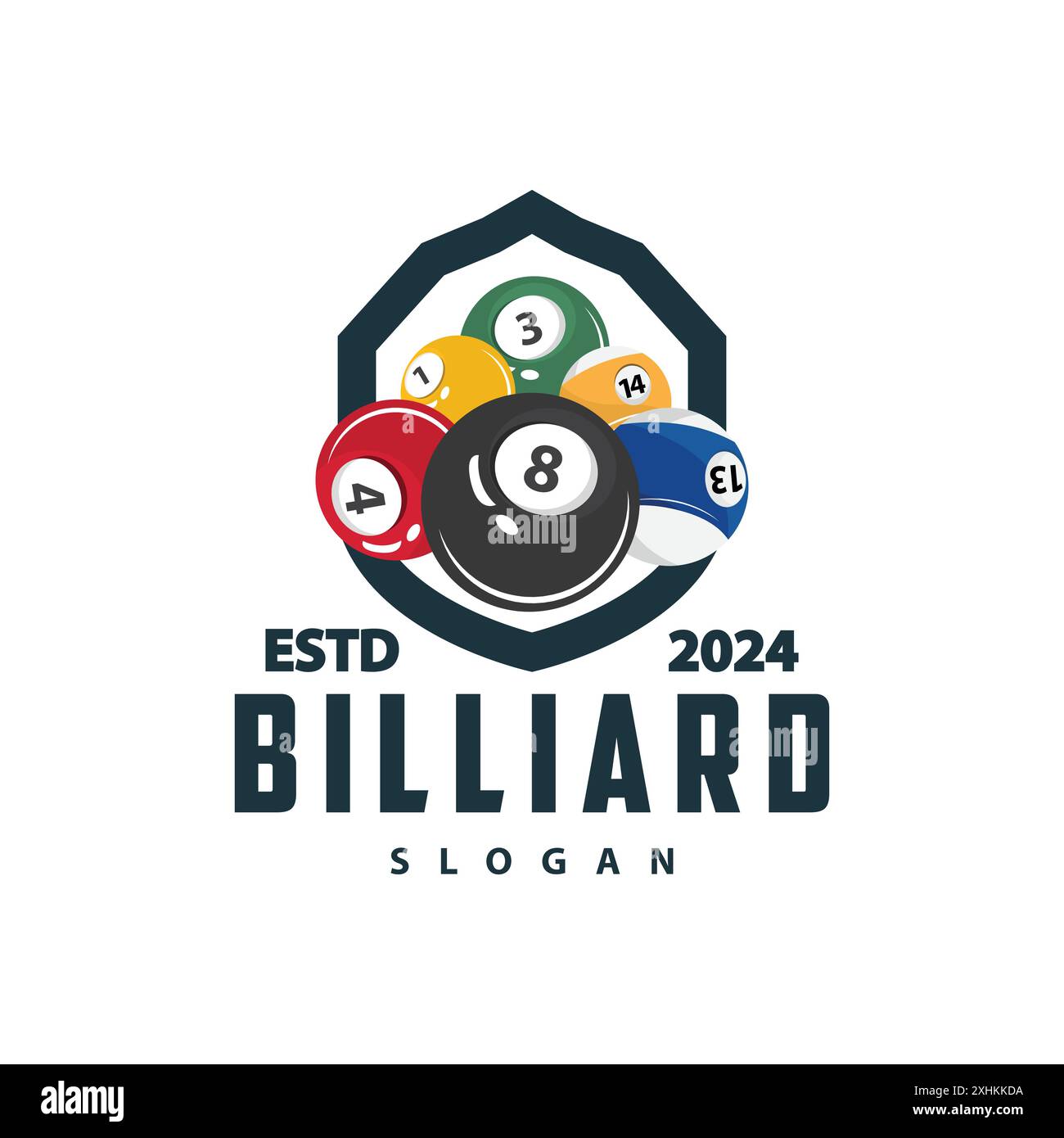 Billiard Logo Minimalist Design Ball and Stick Symbol Illustration ...