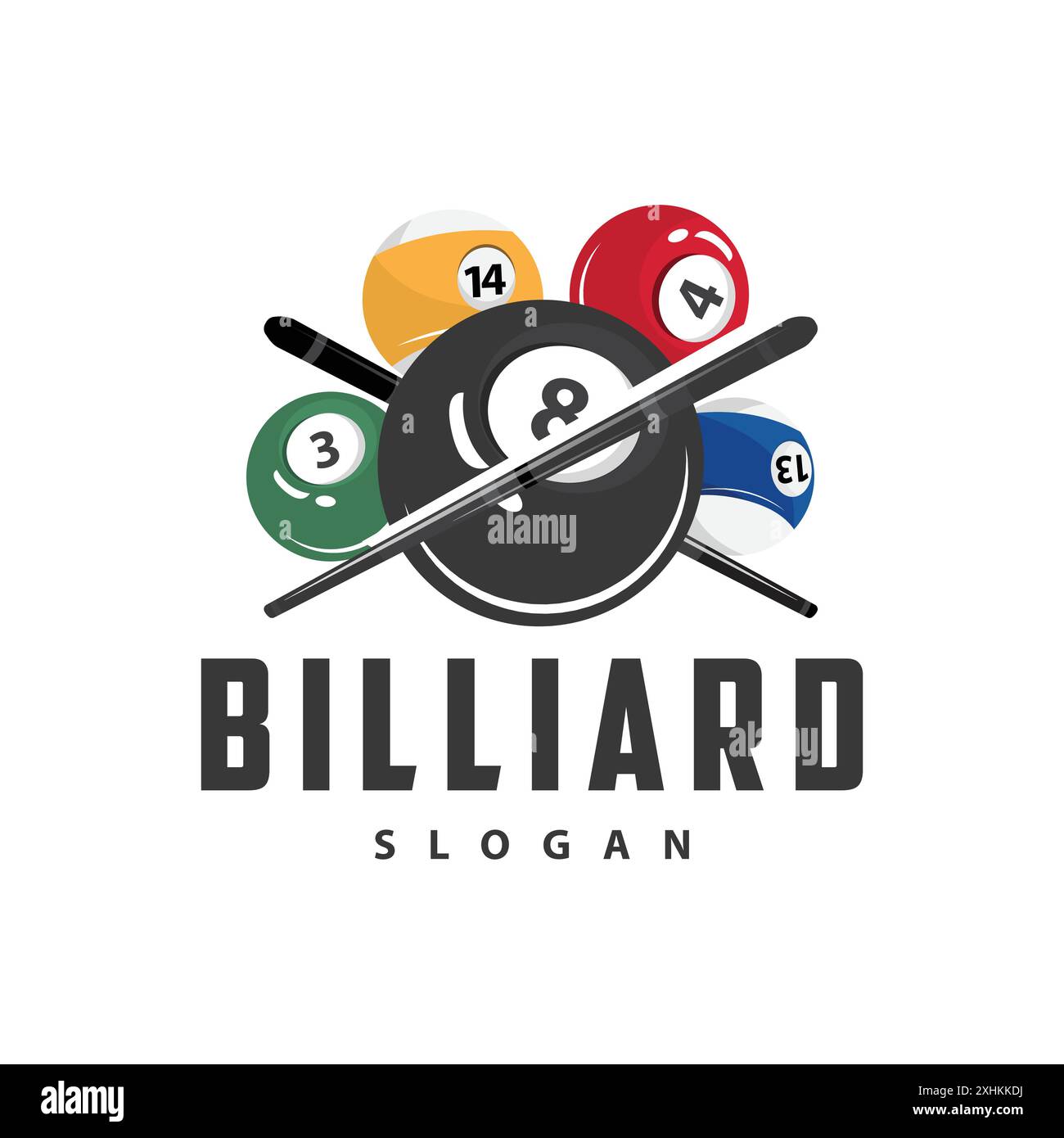 Billiard Logo Minimalist Design Ball and Stick Symbol Illustration ...