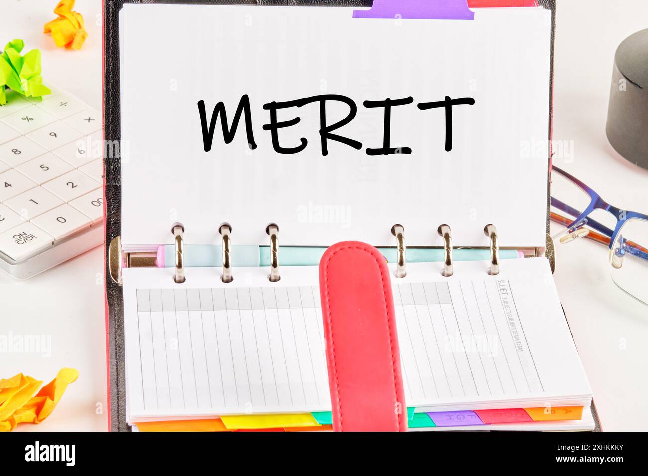 Business and Merit concept. Copy space. Concept word Merit symbol in an ...