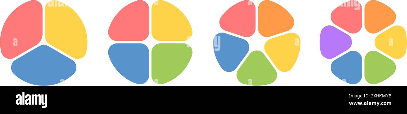 Circle division infographic icon set. Pie chart divided 4,5,6 equal ... Circle division infographic icon set. Pie chart divided 4,5,6 equal ...