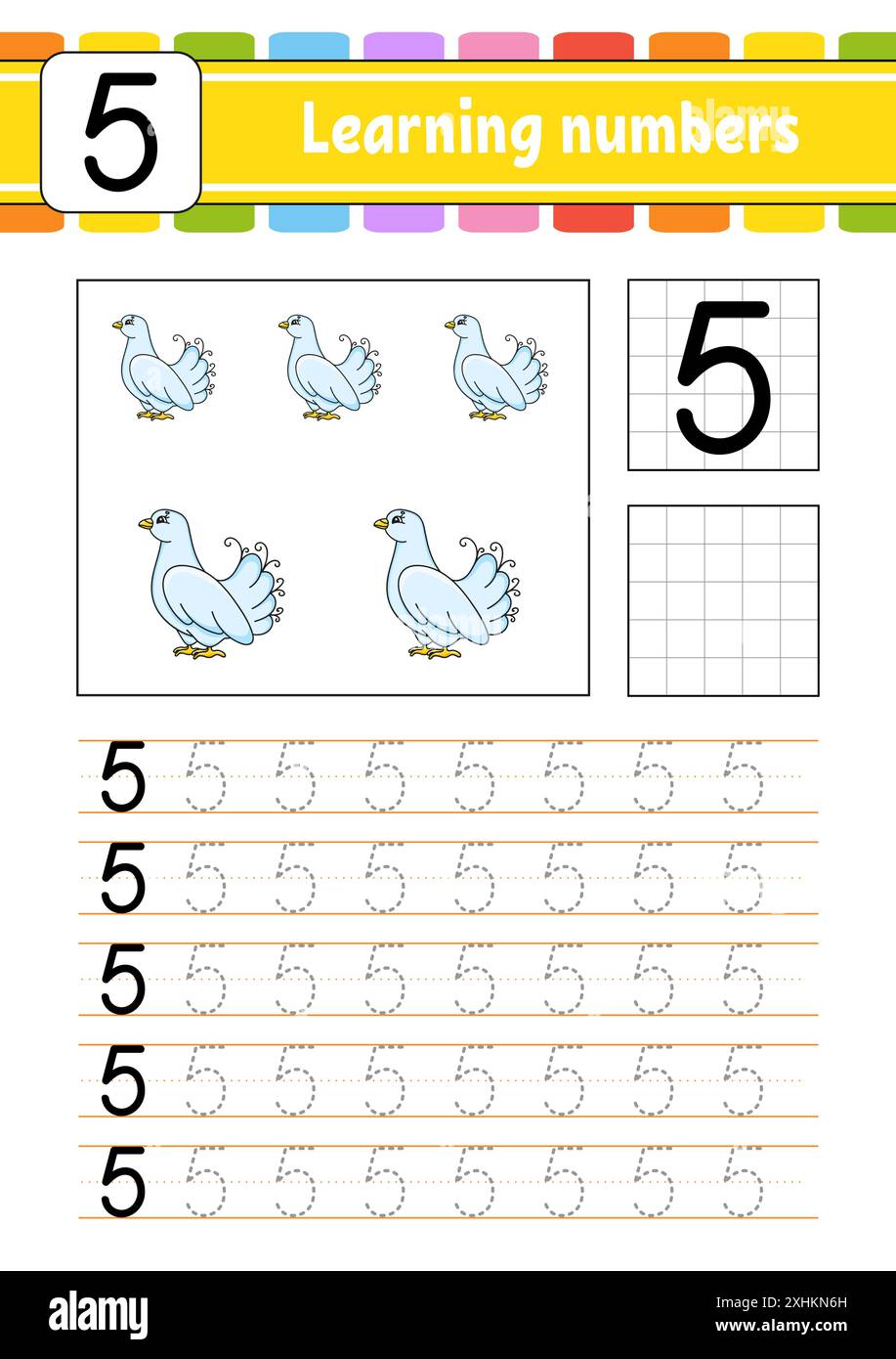 Trace and write numbers. Handwriting practice. Learning numbers for ...