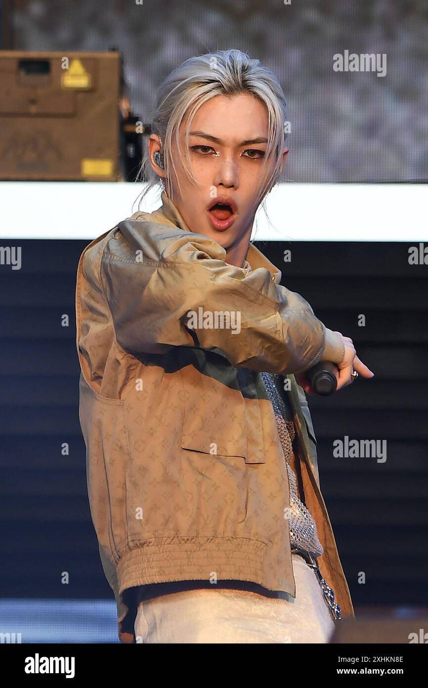 LONDON, ENGLAND - JULY 14: Felix of ‘Stray Kids’ performing at British ...