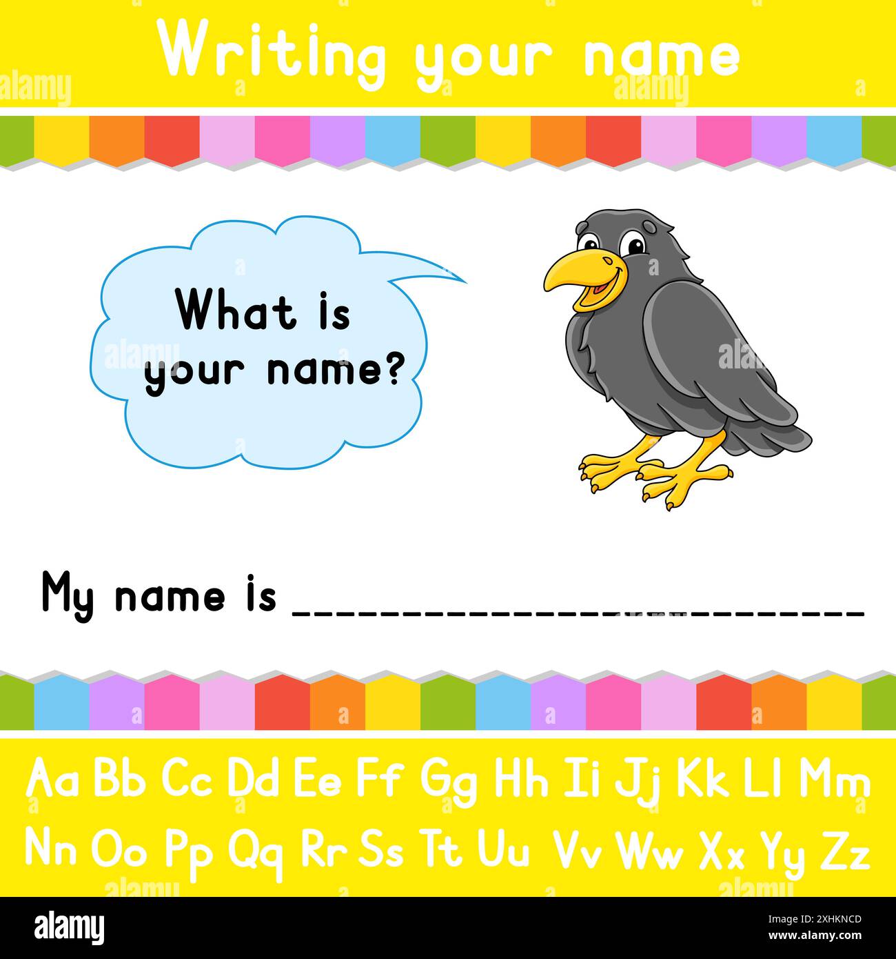 Writing your name. Educational activity worksheet for kids and toddlers ...