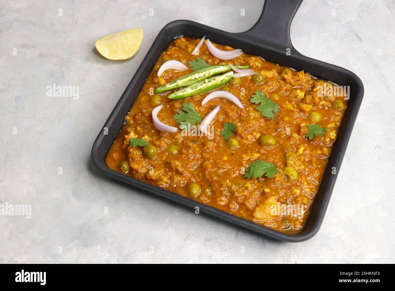 Indian famous dish Mutton matar Kheema Pav or Khima Paav is a minced ...