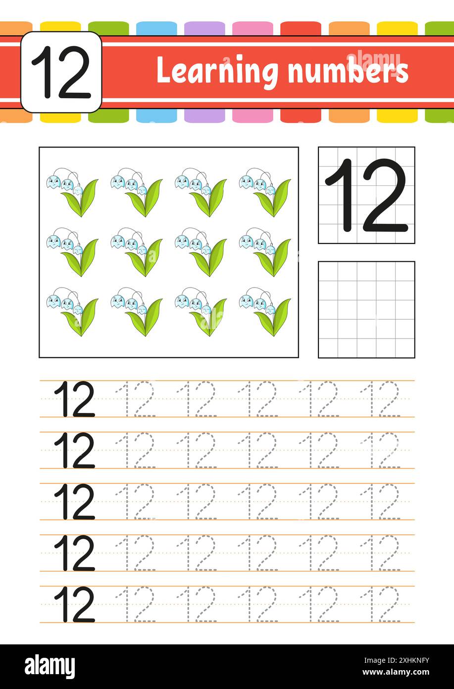 Trace and write numbers. Handwriting practice. Learning numbers for ...