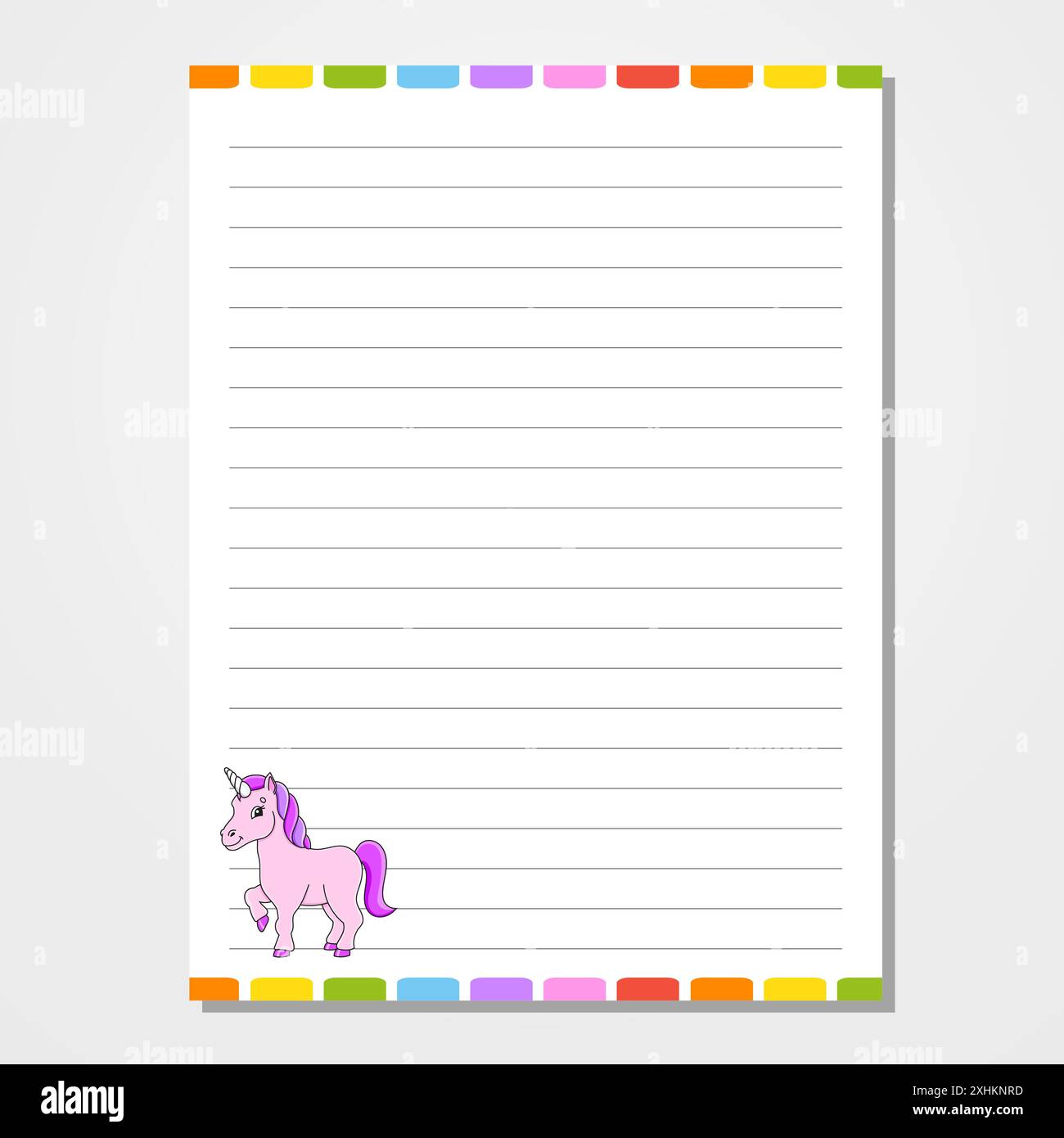 Sheet template for notebook, notepad, diary. Lined paper. Cute ...