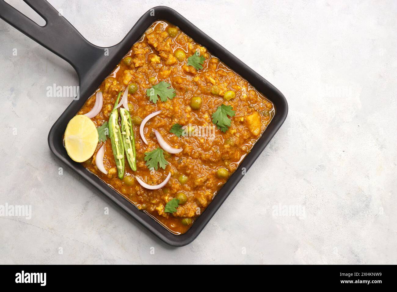 Indian famous dish Mutton matar Kheema Pav or Khima Paav is a minced ...