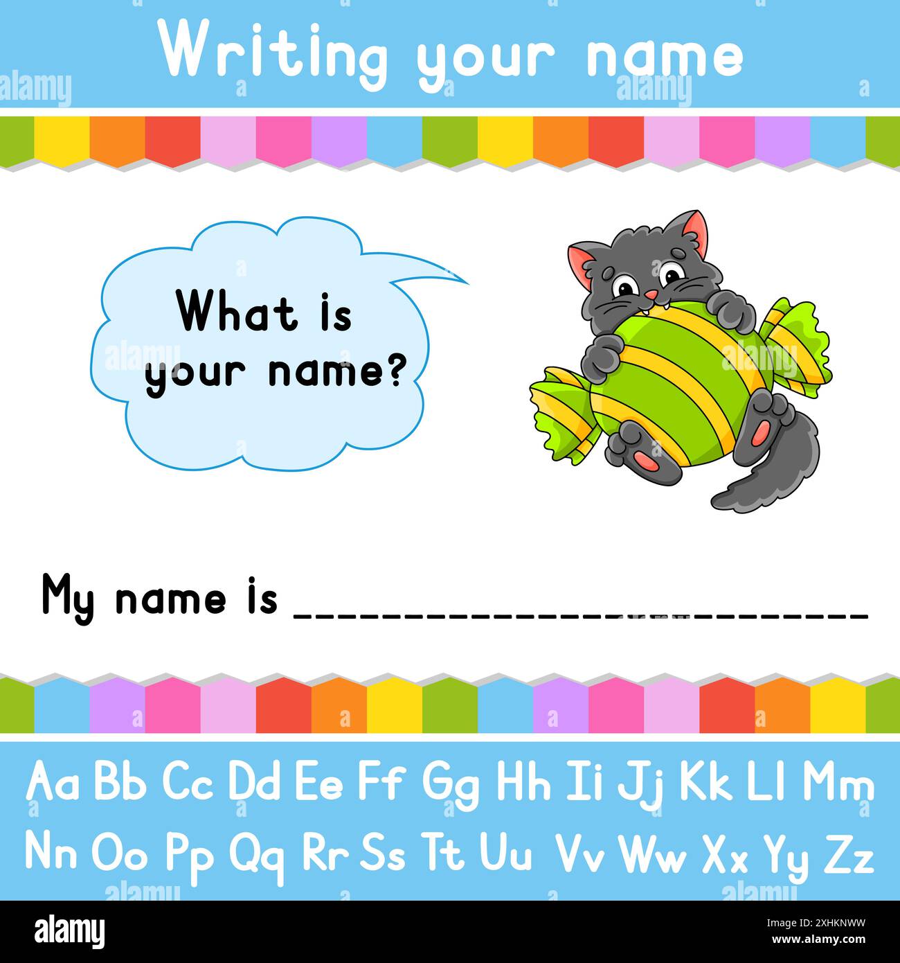Writing your name. Educational activity worksheet for kids and toddlers ...
