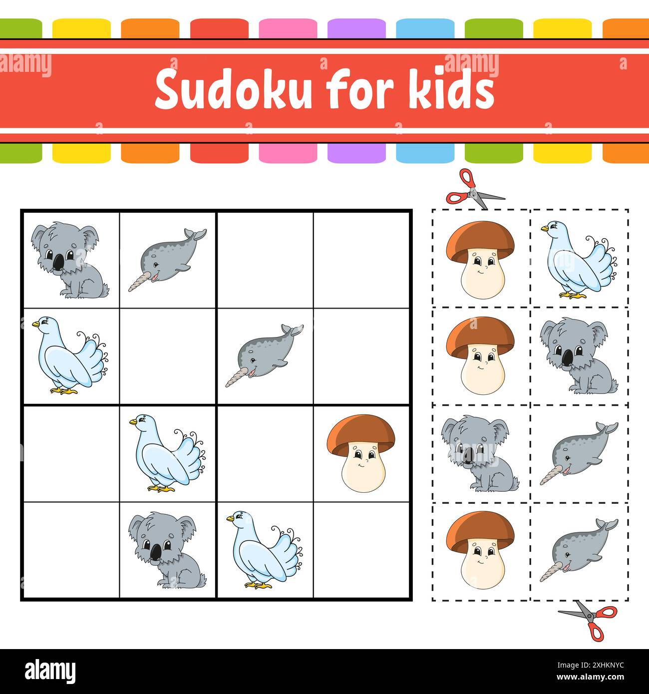 Sudoku for kids. Education developing worksheet. Activity page with ...