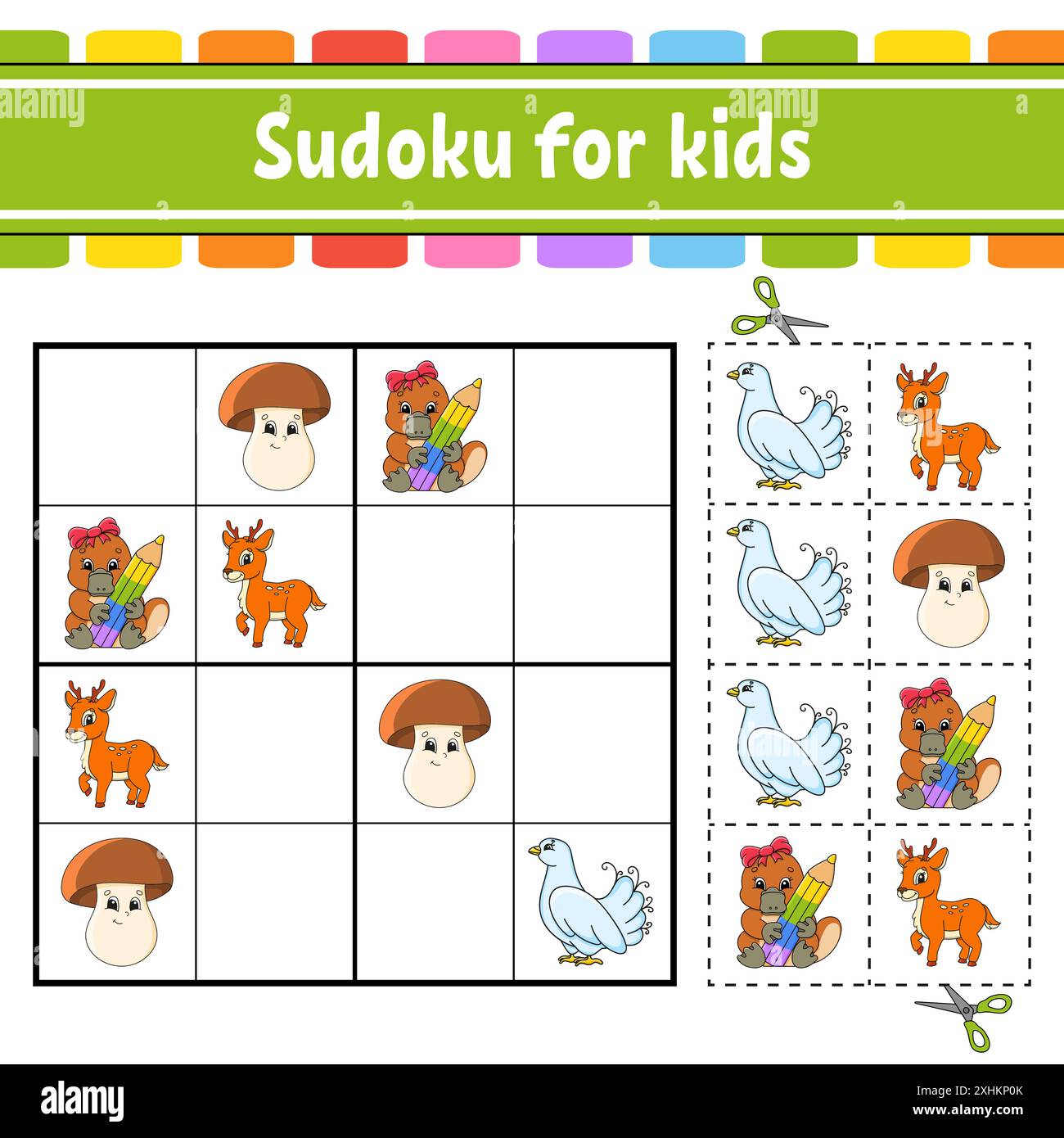 Sudoku for kids. Education developing worksheet. Activity page with ...