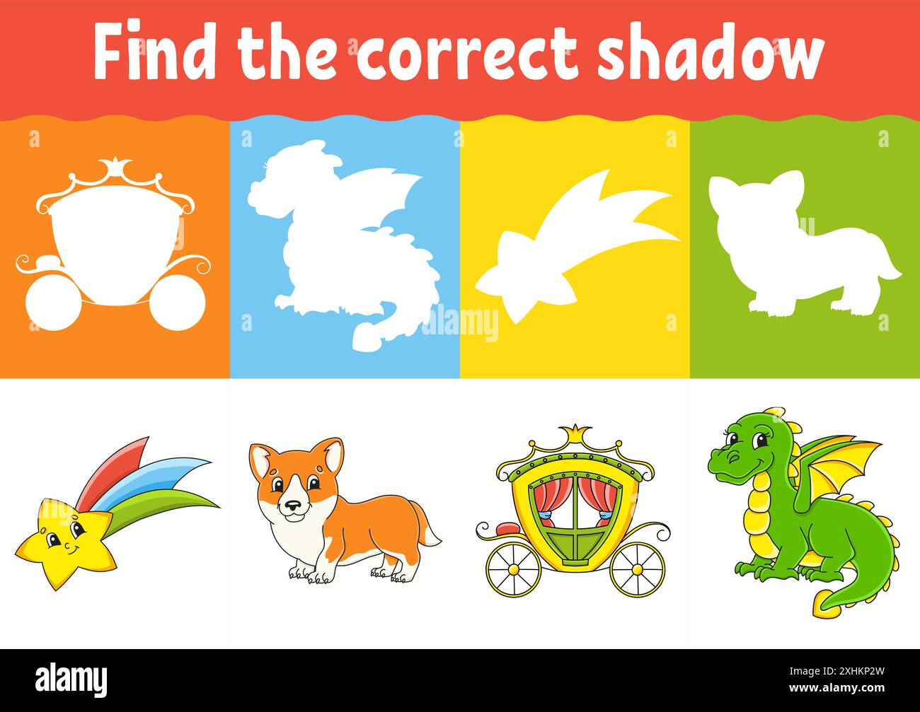 Find the correct shadow. Education worksheet. Matching game for kids ...
