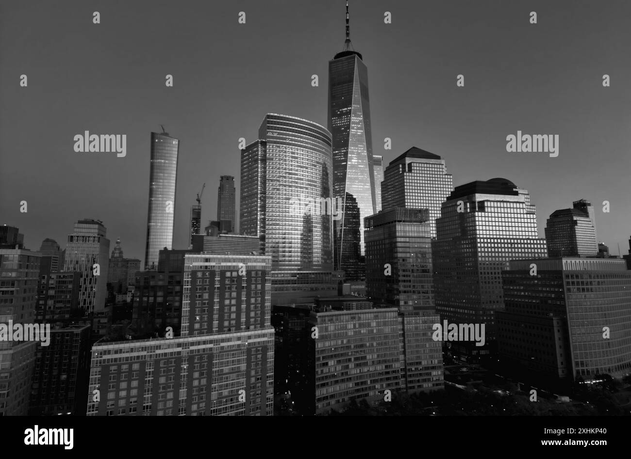 Manhattan skyline from drone. Manhattan over the Hudson river ...